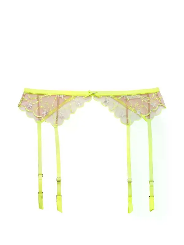 FLEUR DU MAL Toile Embroidery Garter Belt - Yellow
