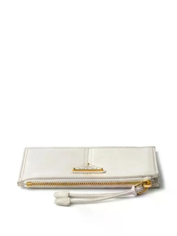 Prada Leather Card Holder With Zipper - White