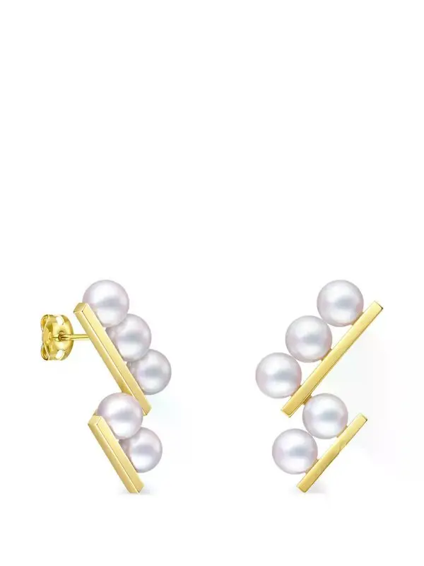 TASAKI Balance Step Neo Earrings In 18k Yellow With Akoya Pearls