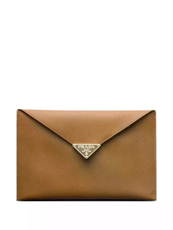 Prada Saffiano Leather Envelope Clutch - Neutrals