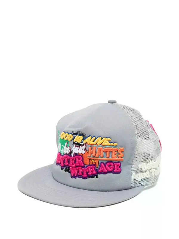 BETTER WITH AGE Embroidered Mesh-panel Cap - Grey