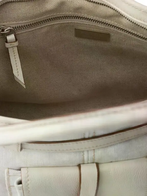 Prada Printed Linen And Leather Handbag