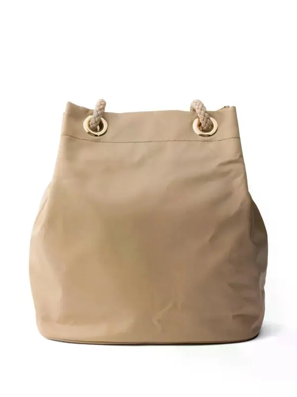 Prada Large Rope-handle Logo Plaque Bucket Bag - Neutrals
