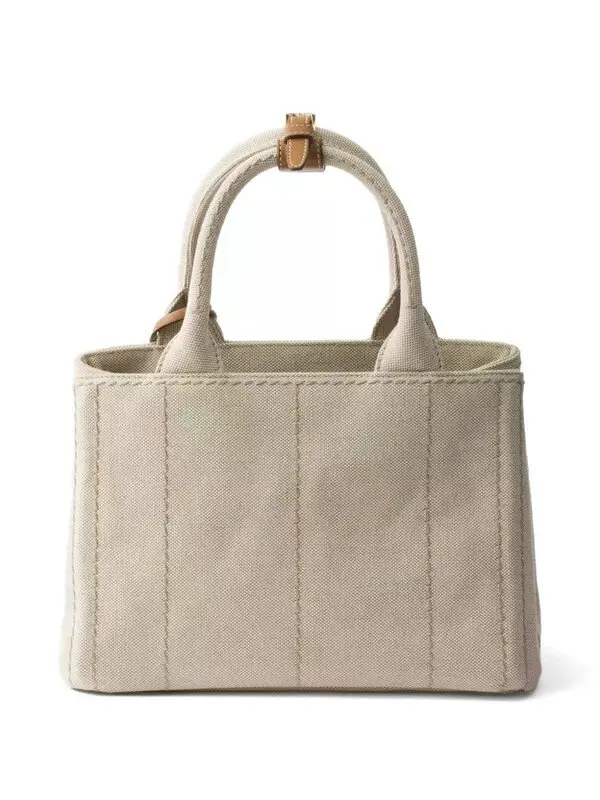 Prada Jardinière Small Cotton Canvas Bag - Neutrals