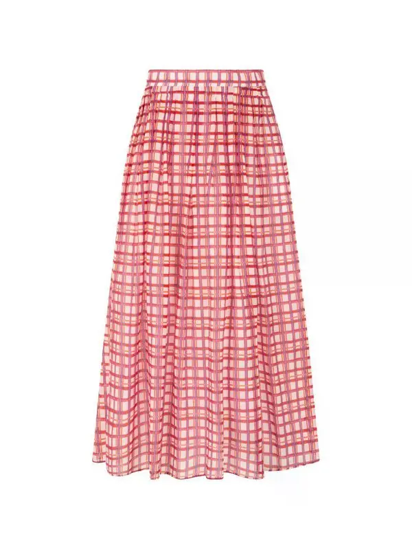 Max Mara Check-pattern Pleated Midi Skirt