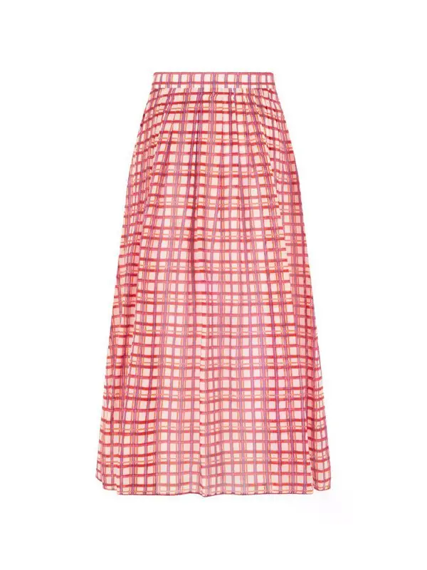 Max Mara Check-pattern Pleated Midi Skirt
