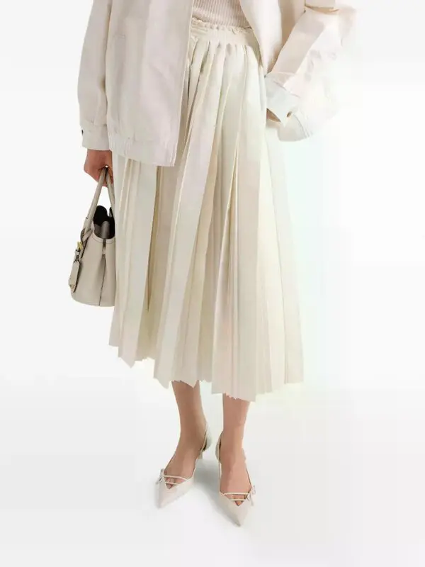 Prada Pleated Silk Faille Skirt - Neutrals