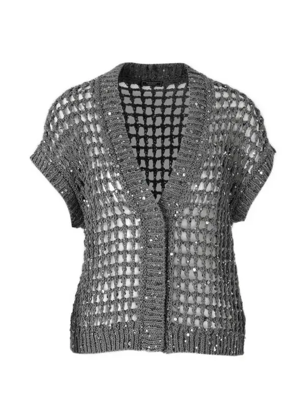 Peserico Open-knit Sequin Embellished Cardigan - Grey