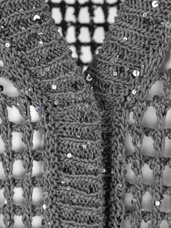 Peserico Open-knit Sequin Embellished Cardigan - Grey