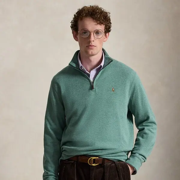 Ralph Lauren Estate-rib Quarter-zip Pullover - Pine Heather