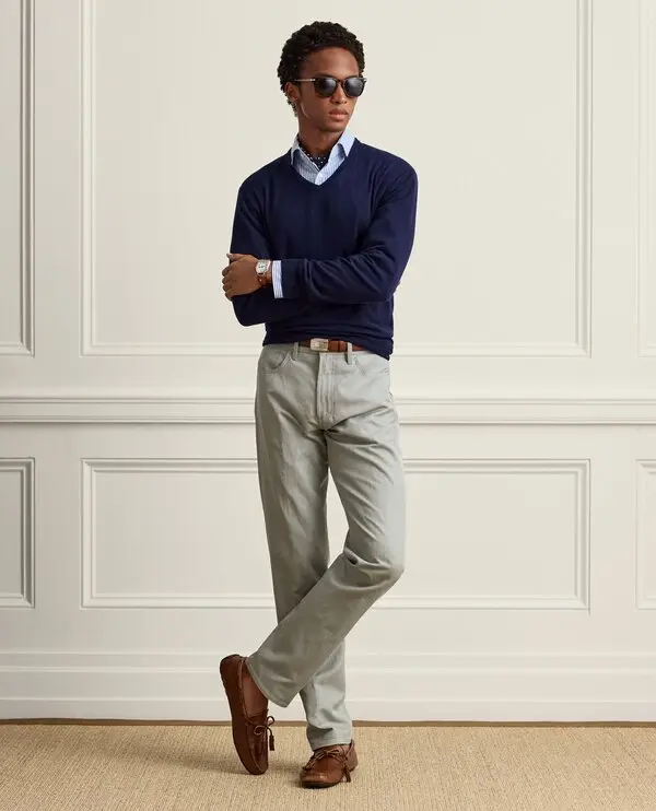 Ralph Lauren Straight Fit Cotton-linen Jean - Light Grey