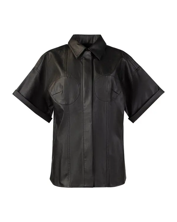 LENDROP STUDIOS Mei Oversized Faux Leather Shirt