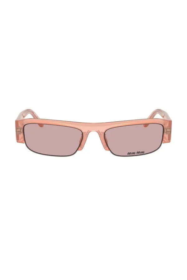 Miu Miu Rectangular Sunglasses In Metallic - Pink