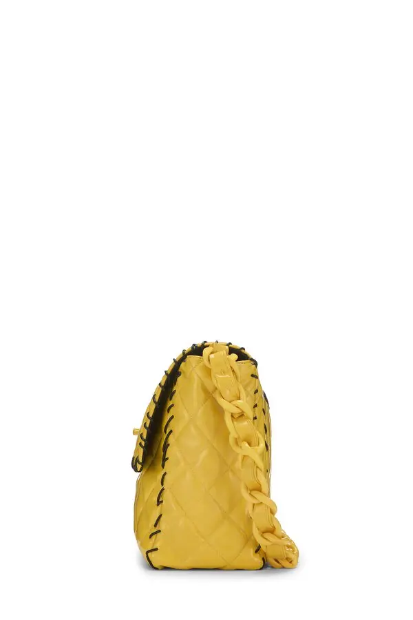 Chanel Vinyl Whipstitch Half Flap - Yellow