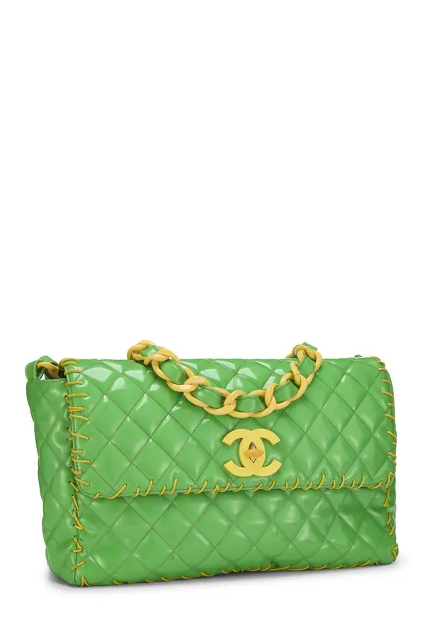 Chanel Vinyl Whipstitch Half Flap - Green