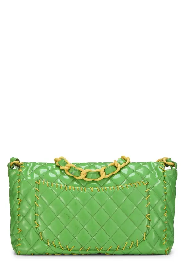 Chanel Vinyl Whipstitch Half Flap - Green