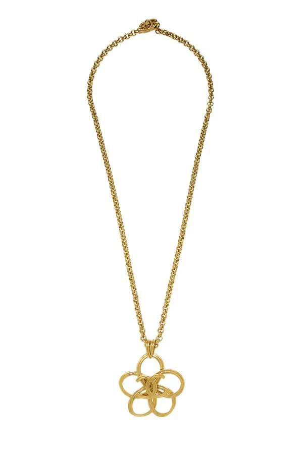 Chanel Cc Open Flower Necklace - Gold
