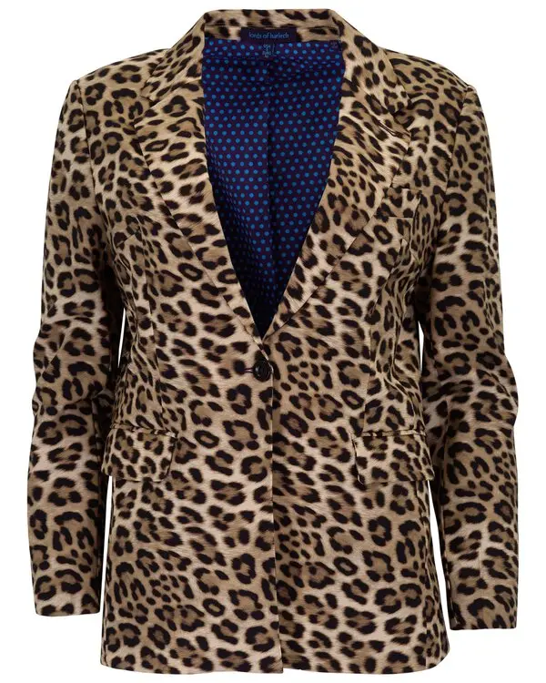 LORDS OF HARLECH Julia Leopard Tailored Blazer - Brown