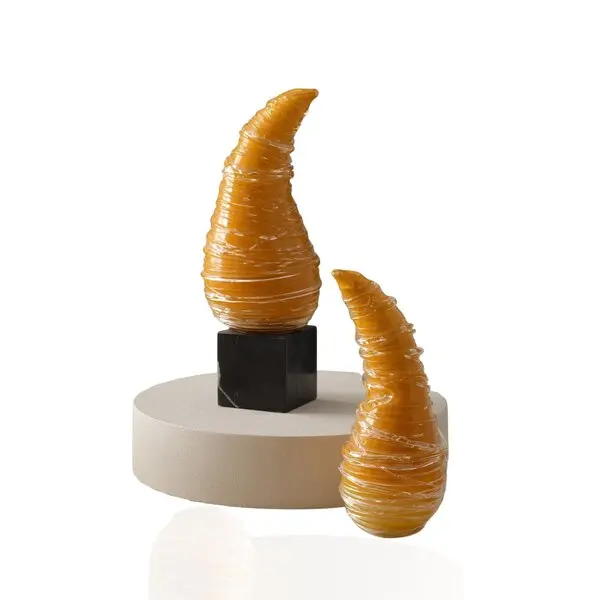 MARLETH Orange / Black Amber Glass Horn Sculptural Decor Set Of Two - Orange/black