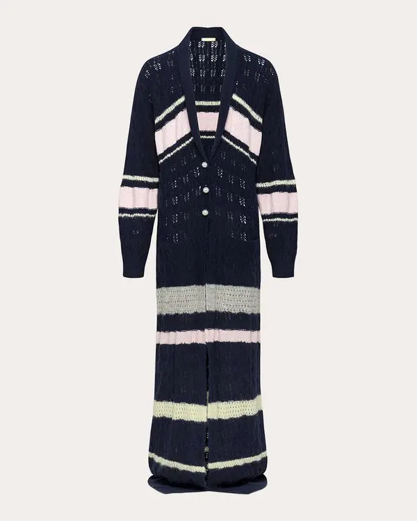 Hellessy Mixed Knit Stripe Aram Duster Cardigan
