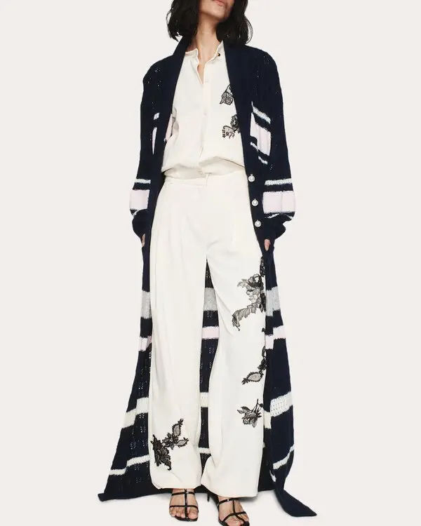 Hellessy Mixed Knit Stripe Aram Duster Cardigan