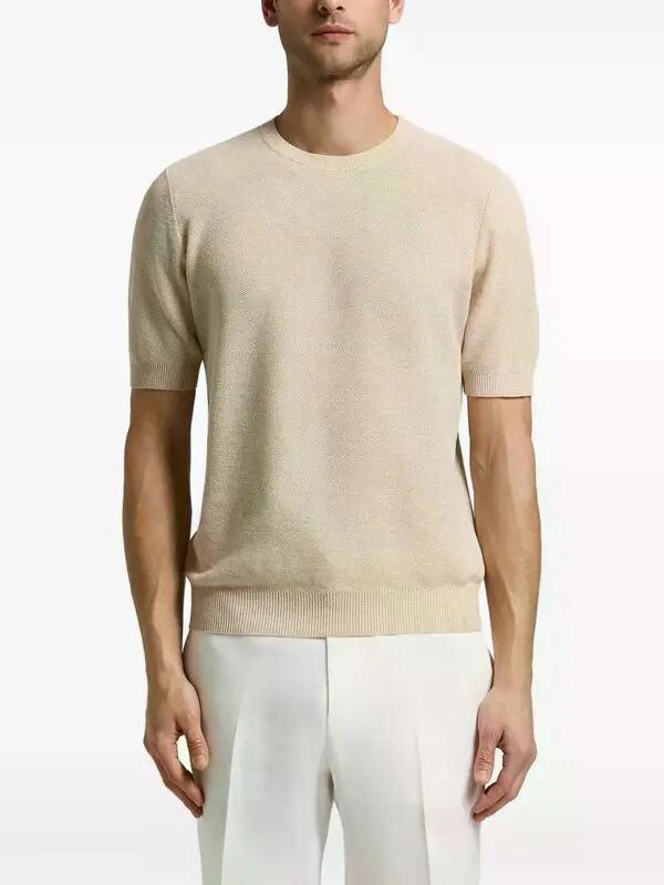 Peserico Textured Knit Crew Neck Short Sleeve Top