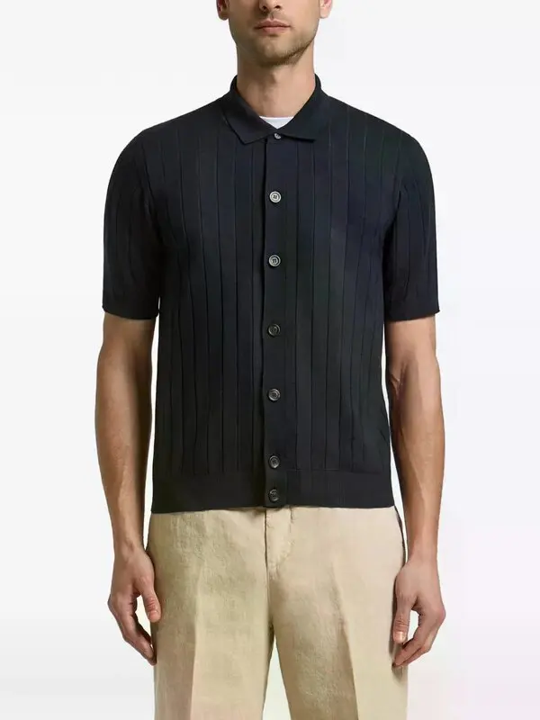 Peserico Ribbed-knit Short-sleeve Shirt - Blue