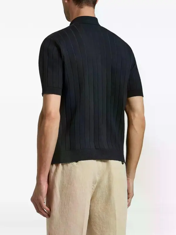 Peserico Ribbed-knit Short-sleeve Shirt - Blue