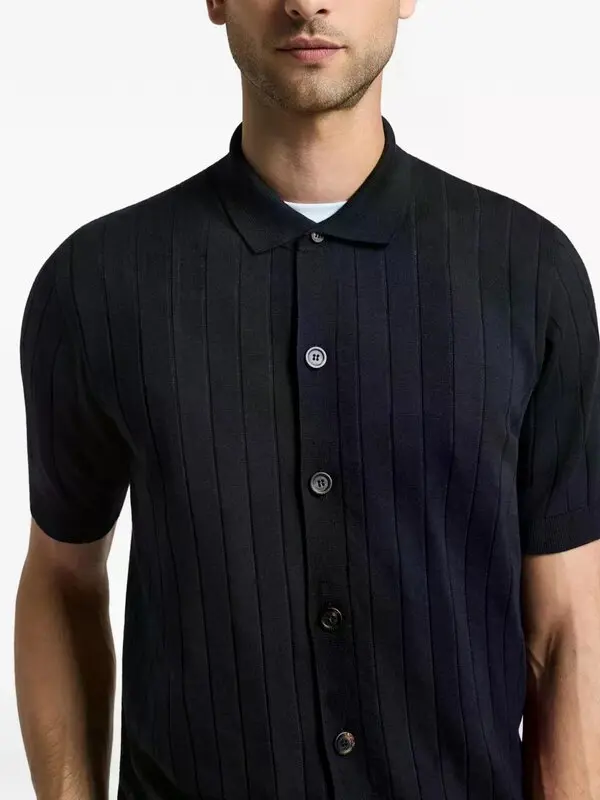 Peserico Ribbed-knit Short-sleeve Shirt - Blue