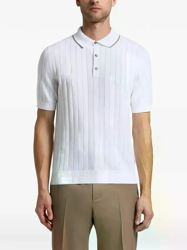 Peserico Ribbed-knit Short-sleeve Polo Shirt