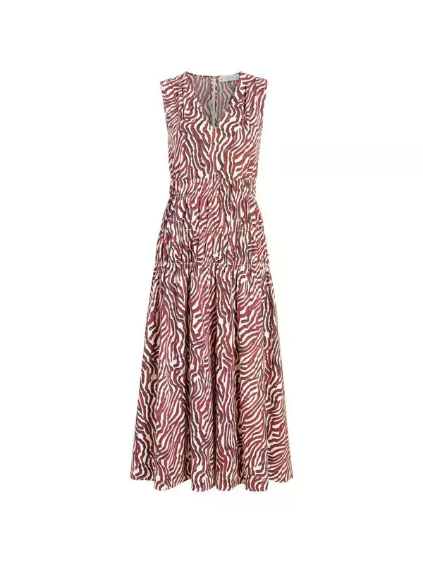 Proenza Schouler White Label Zebra-print Smocked Midi Dress - Red