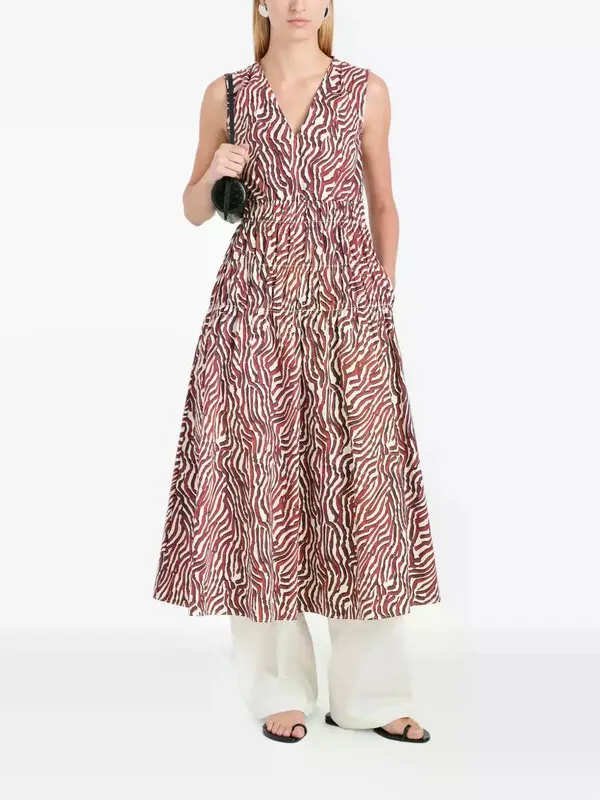 Proenza Schouler White Label Zebra-print Smocked Midi Dress - Red