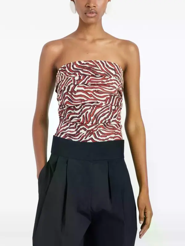 Proenza Schouler White Label Maisy Strapless Poplin Top - Red