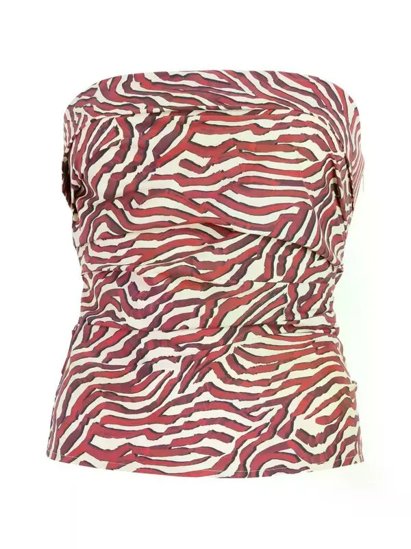 Proenza Schouler White Label Maisy Strapless Poplin Top - Red