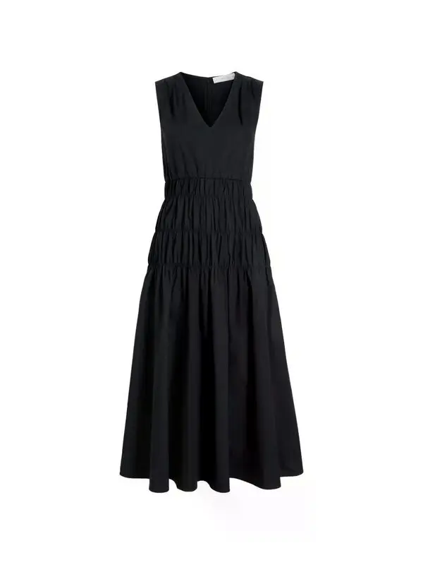 Proenza Schouler White Label Smocked Poplin Midi Dress - Black