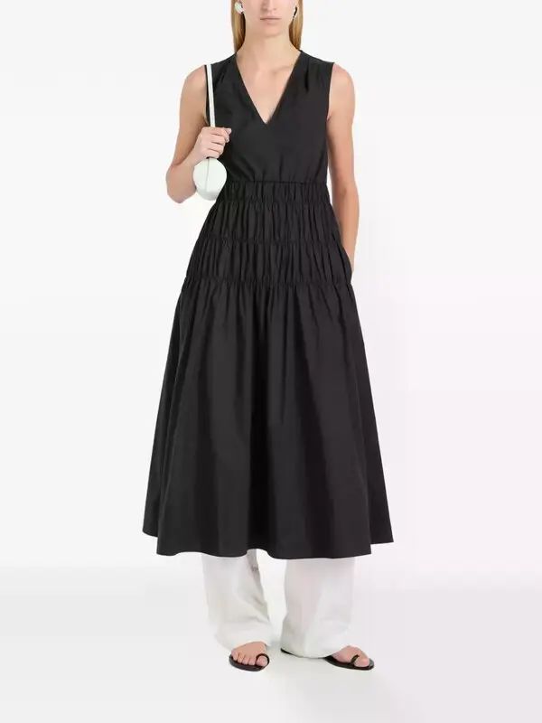Proenza Schouler White Label Smocked Poplin Midi Dress - Black