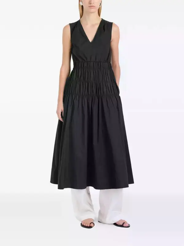 Proenza Schouler White Label Smocked Poplin Midi Dress - Black
