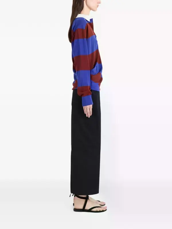 Proenza Schouler Corinna Striped Draped Polo Top - Blue