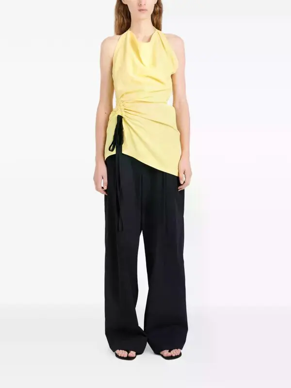 Proenza Schouler Melia Ruched Halterneck Top - Yellow