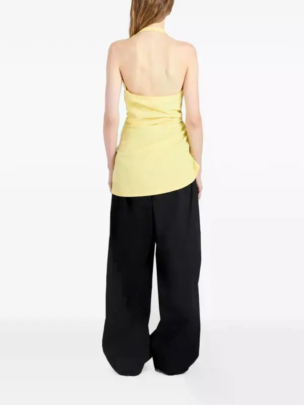 Proenza Schouler Melia Ruched Halterneck Top - Yellow