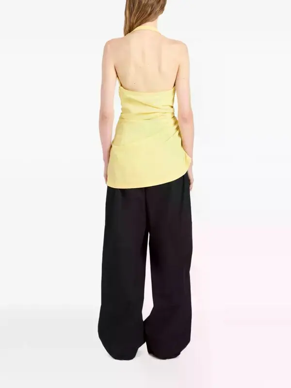 Proenza Schouler Melia Ruched Halterneck Top - Yellow