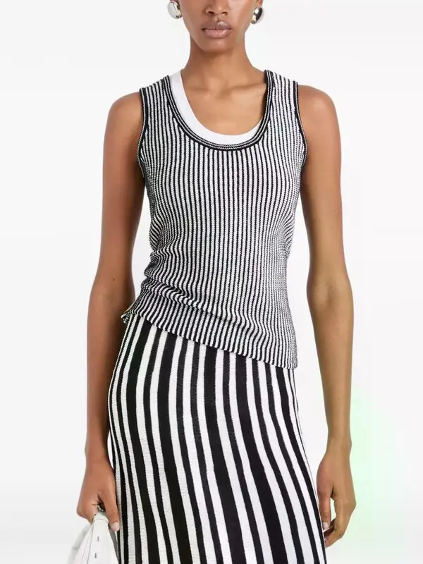 Proenza Schouler White Label Stripe-pattern Rib-knit Top - Black