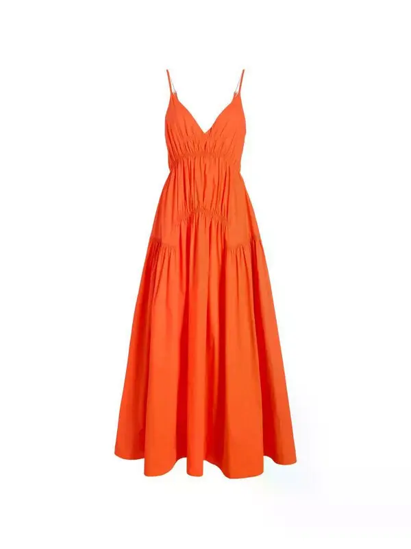 Proenza Schouler White Label Michelyn Gathered Poplin Maxi Dress - Orange