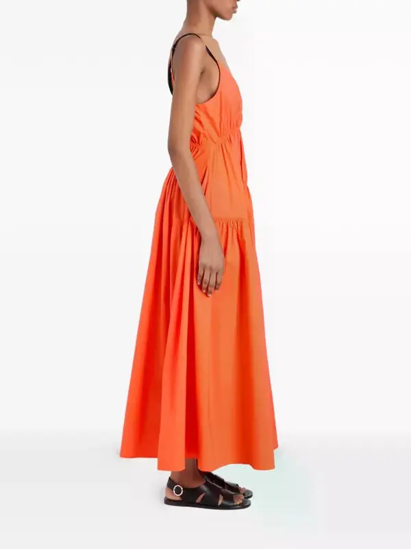 Proenza Schouler White Label Michelyn Gathered Poplin Maxi Dress - Orange