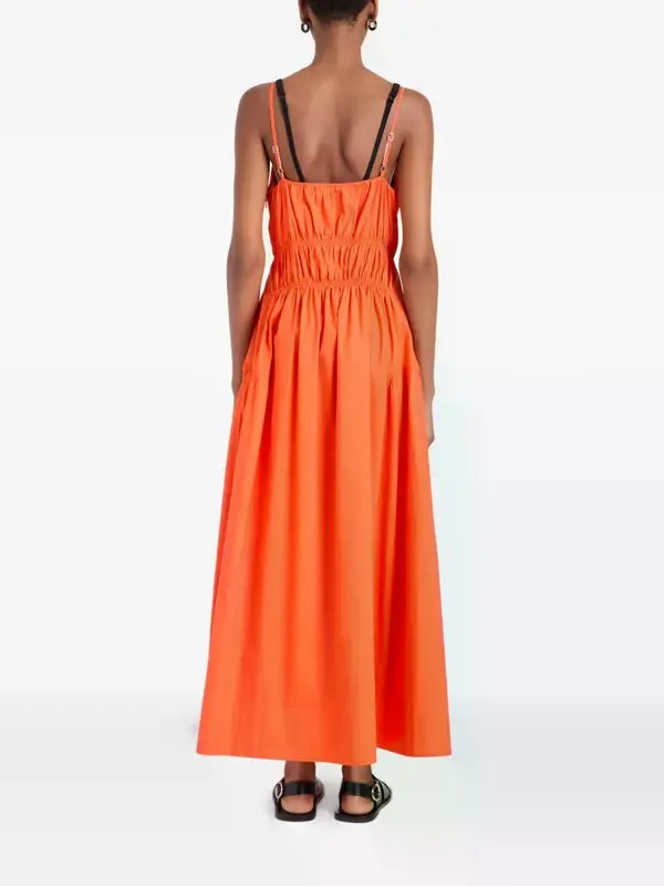 Proenza Schouler White Label Michelyn Gathered Poplin Maxi Dress - Orange