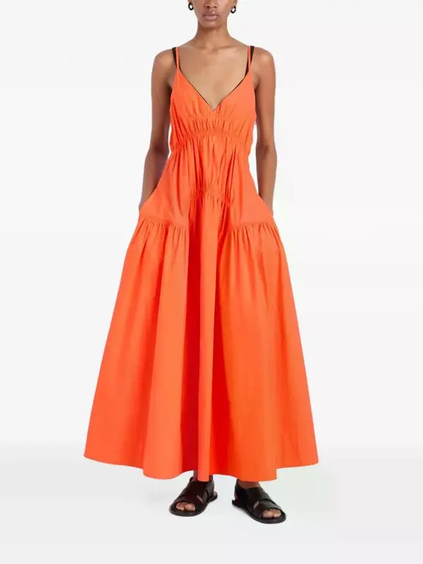 Proenza Schouler White Label Michelyn Gathered Poplin Maxi Dress - Orange
