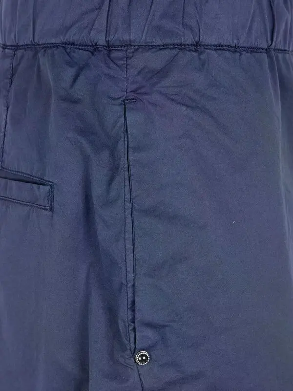 WHITE SAND Belted Cotton Knee Length Shorts - Blue