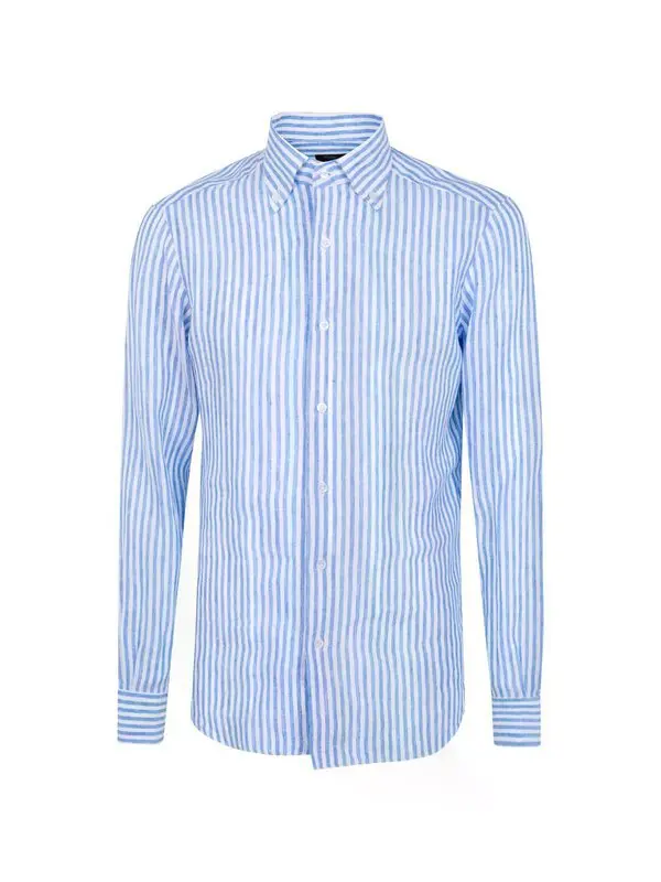 BARBA NAPOLI Striped Button-down Shirt - Blue
