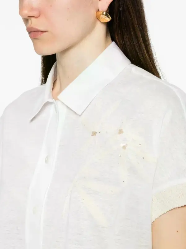 PANICALE Sequin-embellished Floral-embroidered Shirt