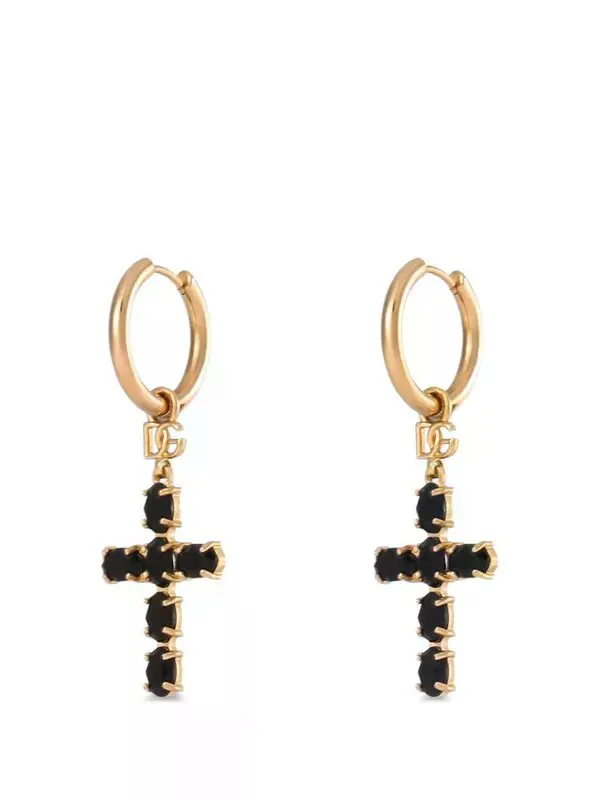 Dolce & Gabbana Creole Earrings With Crystal Cross